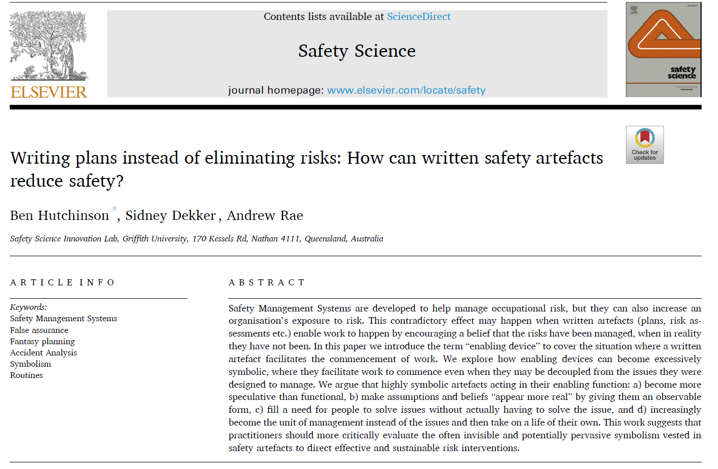 Mini-post: Writing plans instead of eliminating risks: How can written ...