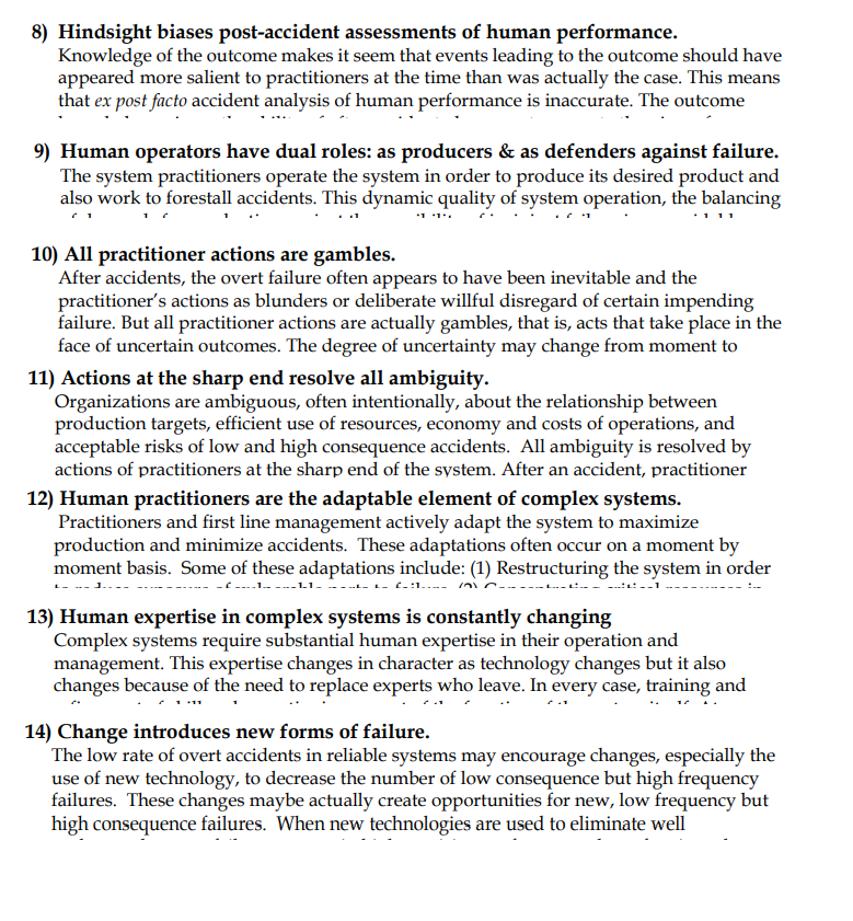 How complex systems fail (a classic from Richard Cook) – SafetyInsights.org