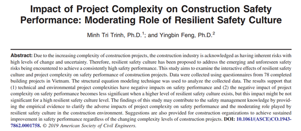 Project complexity, unsafety and resilient safety culture ...
