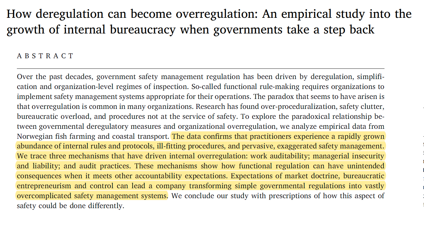 How deregulation can become overregulation: An empirical study into the ...