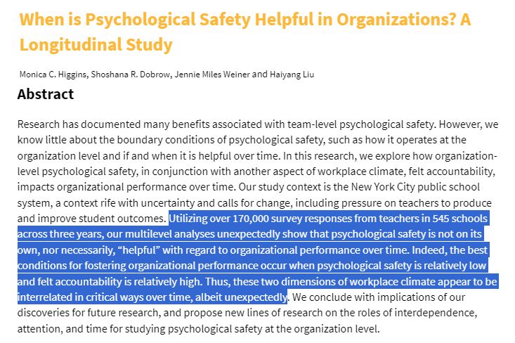 When is Psychological Safety Helpful in Organizations? A Longitudinal ...