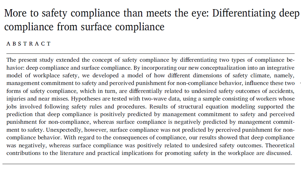 Surface vs deep compliance of safety processes – SafetyInsights.org
