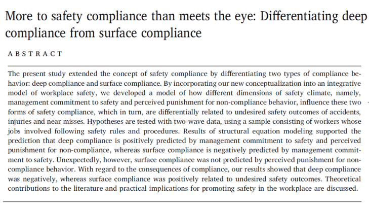 Surface vs deep compliance of safety processes – SafetyInsights.org