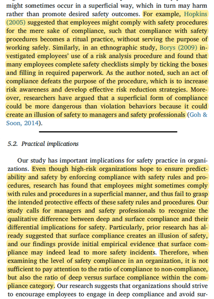 Surface vs deep compliance of safety processes – SafetyInsights.org
