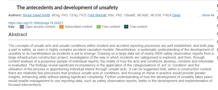 Unsafe acts, unsafe conditions and unsafety – unstable, inconsistent ...