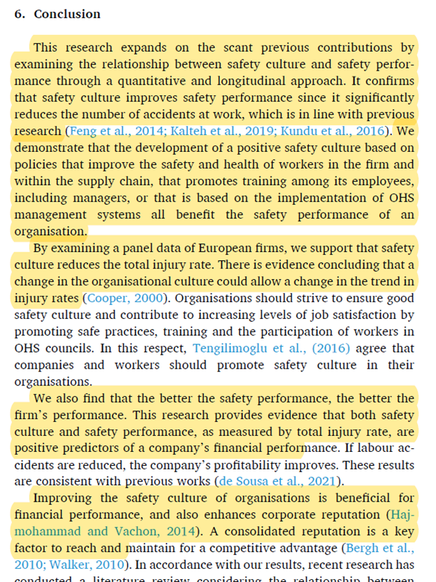 Safety culture, safety performance and financial performance. A ...