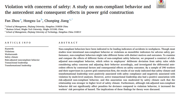 Violation with concerns of safety: A study on non-compliant behavior ...