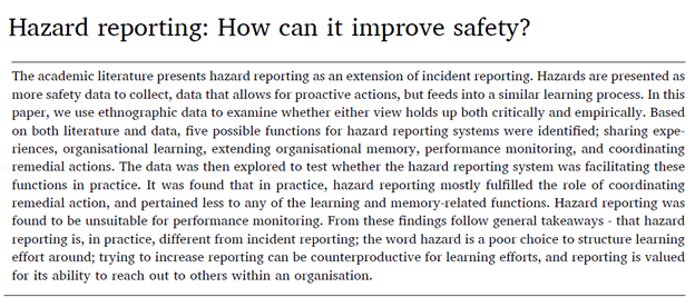 Hazard reporting: How can it improve safety? – SafetyInsights.org