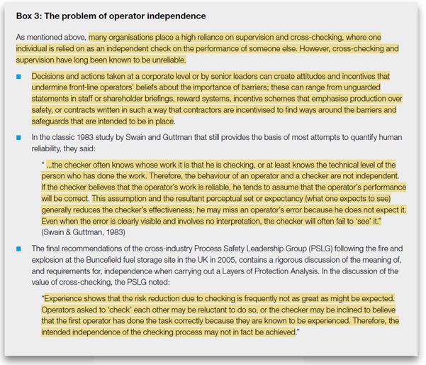 The problems of double-checking and lack of operator independence in ...