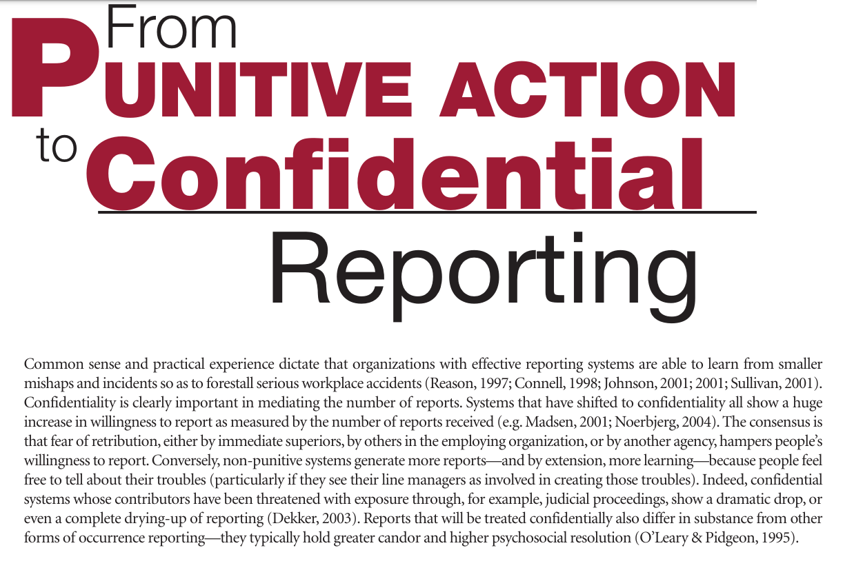 Organisational learning and the shift to a non-punitive reporting ...