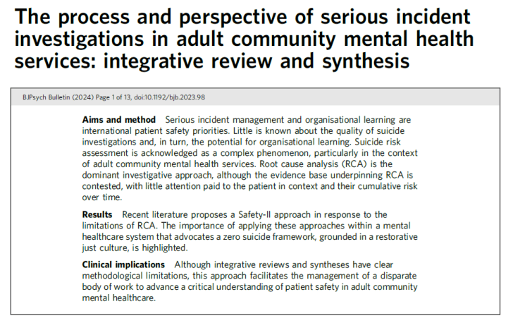 Root Cause Analysis investigation tools inadequate for suicide risk and ...