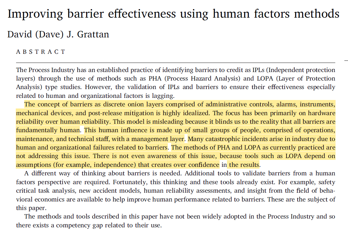 Improving barrier effectiveness using human factors methods ...