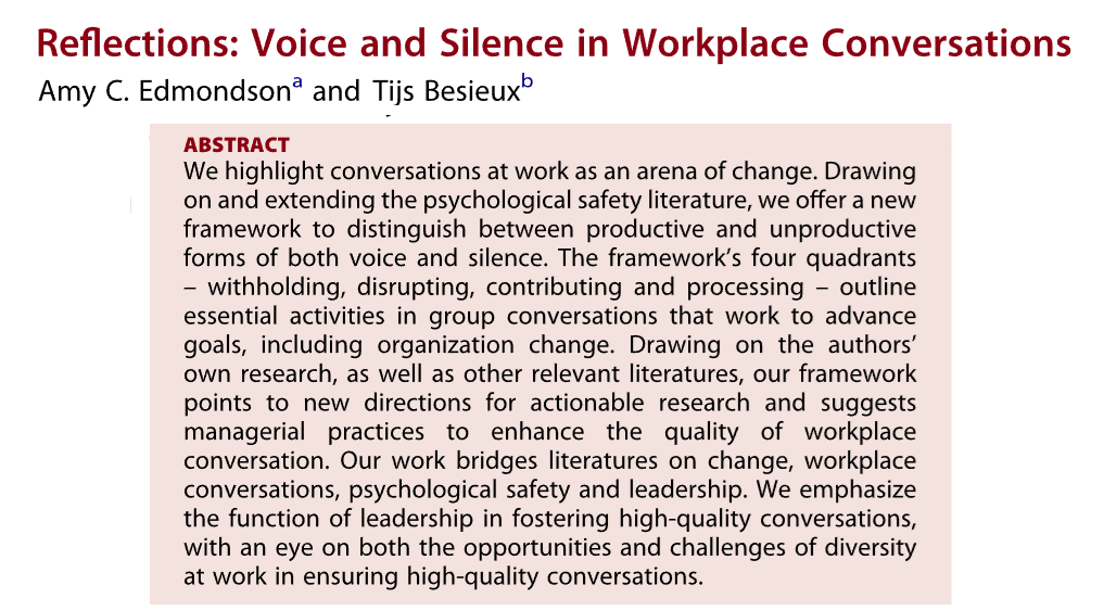 Productive vs unproductive conversations – matrix from Amy Edmondson ...