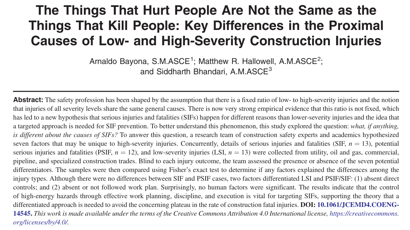 New study finds key differences between SIFs (fatal & serious injuries ...