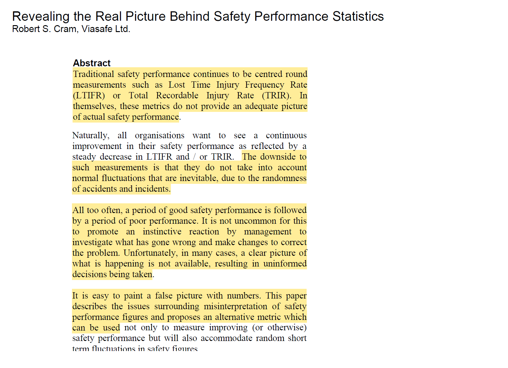Revealing the Real Picture Behind Safety Performance Statistics ...