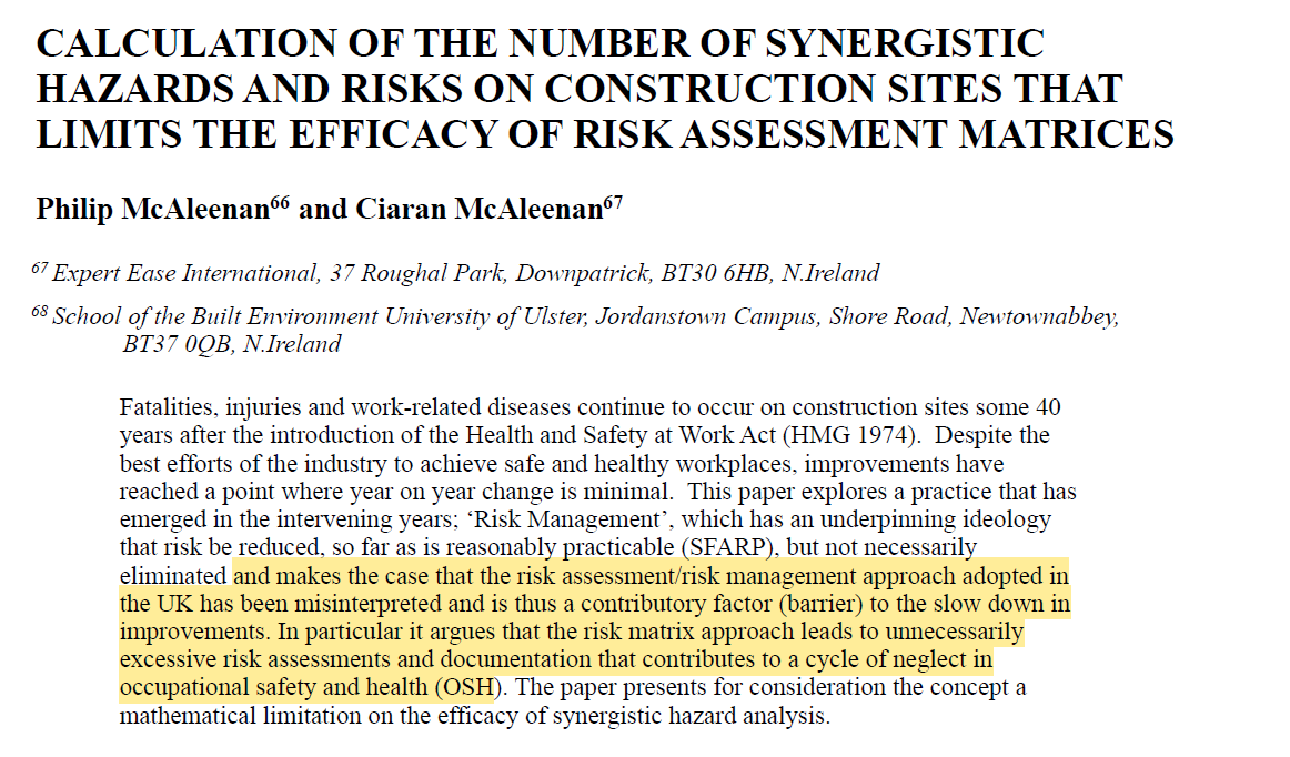 Calculation of the number of synergistic hazards and risks on ...