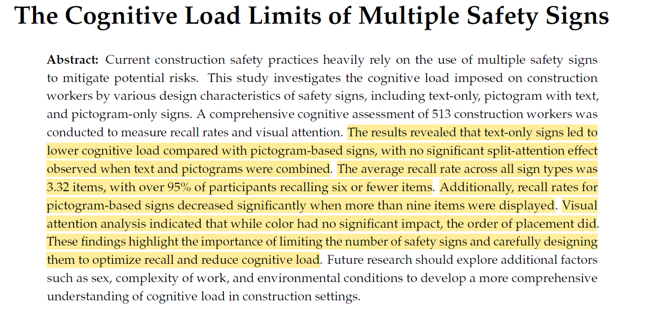 The Cognitive Load Limits of Multiple Safety Signs – SafetyInsights.org