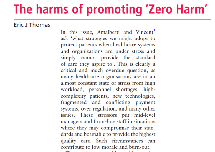 The harms of promoting ‘Zero Harm’ – SafetyInsights.org