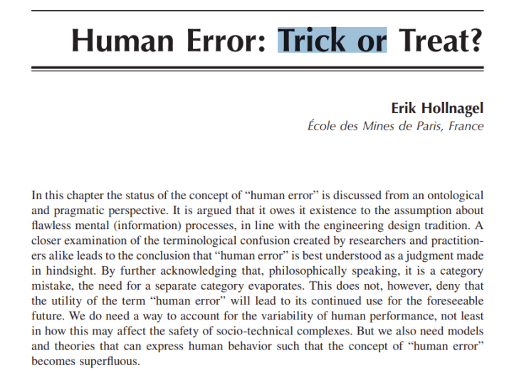 Constructions of “Human Error” (Mini-Compendium) – SafetyInsights.org