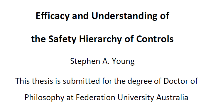 Efficacy and Understanding of the Safety Hierarchy of Controls ...
