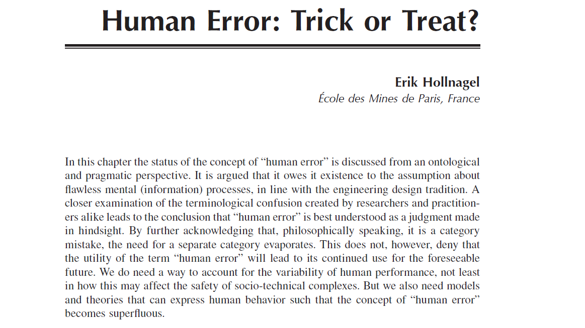 Human Error: Trick or Treat? – SafetyInsights.org