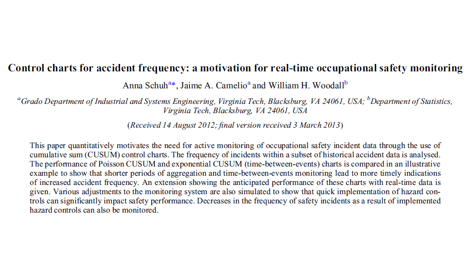 Control charts for accident frequency: a motivation for real-time ...