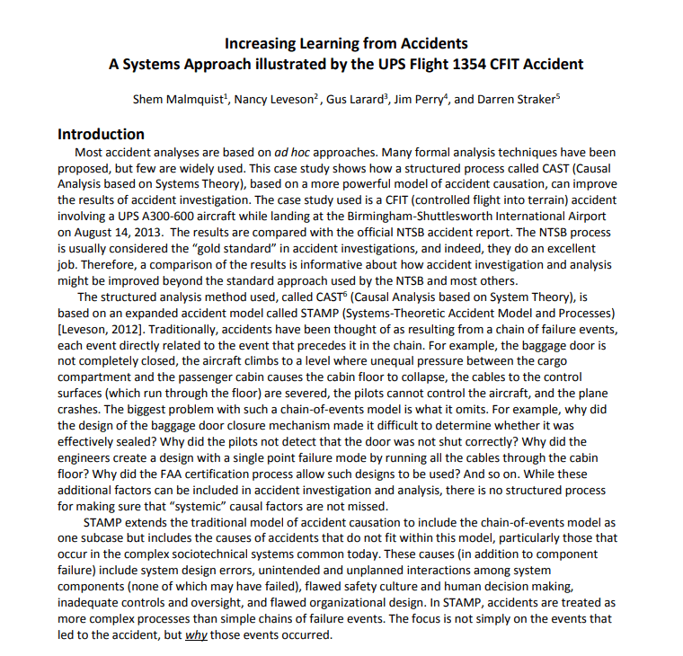 Compendium of Nancy Leveson: STAMP, STPA, CAST and Systems Thinking ...