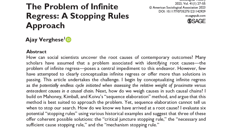 The issues of ‘root causes’ and infinite regression (the endless search ...