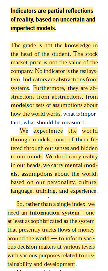 “Indicators are partial reflections of reality, based on uncertain and ...