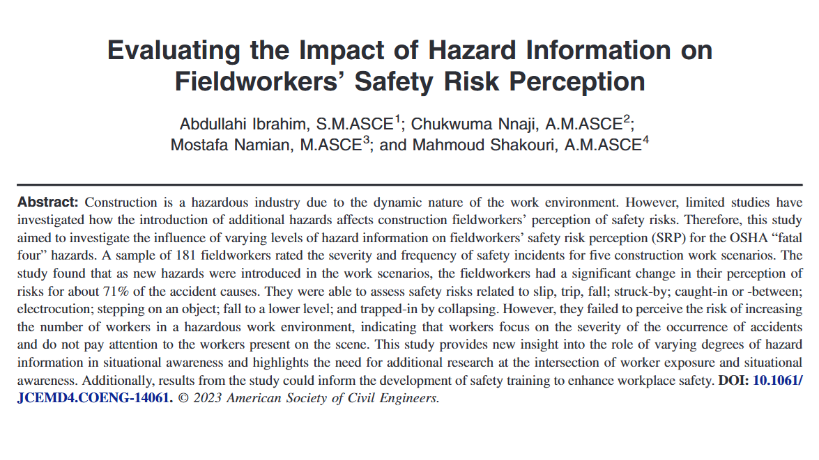 Evaluating the Impact of Hazard Information on Fieldworkers’ Safety ...