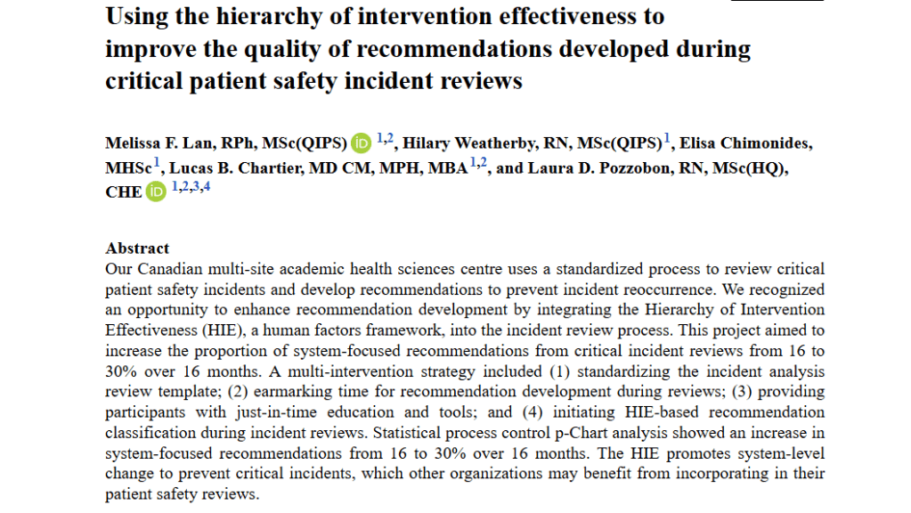 Using the hierarchy of intervention effectiveness to improve the ...