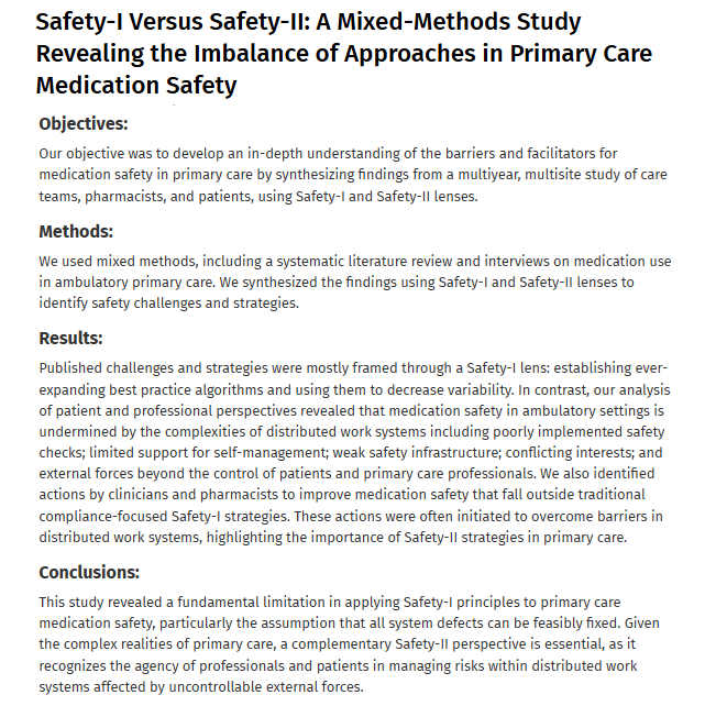 Safety-I Versus Safety-II: A Mixed-Methods Study Revealing the ...