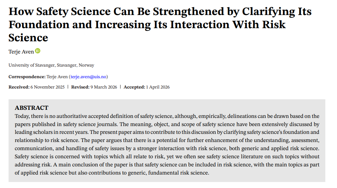 How Safety Science Can Be Strengthened by Clarifying Its Foundation and ...