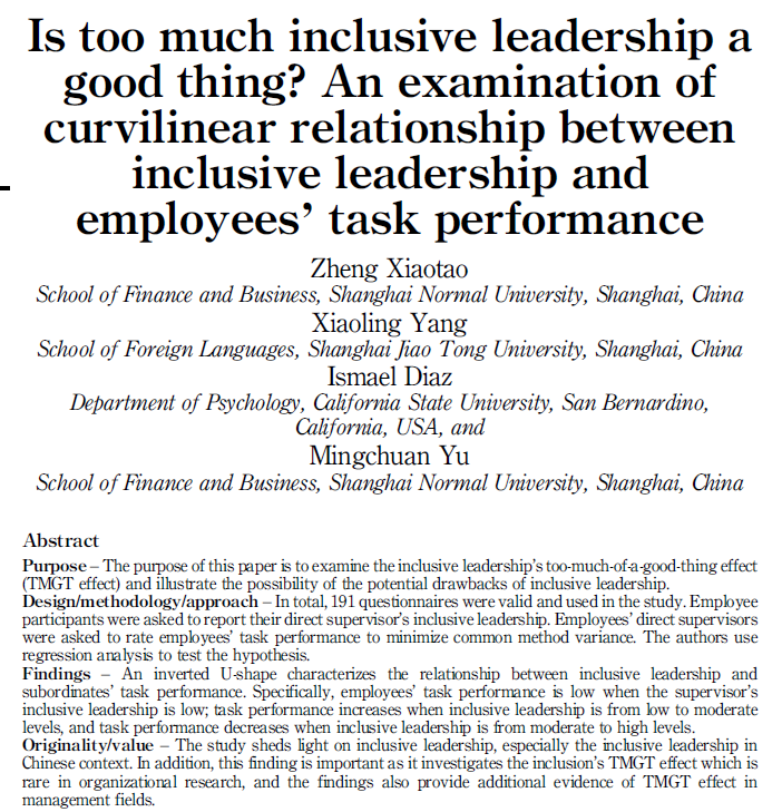 Is too much inclusive leadership a good thing? – SafetyInsights.org